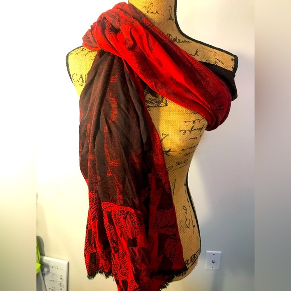 Accessories | Soft And Sexy Red And Black Wrap Around Scarf | Poshmark